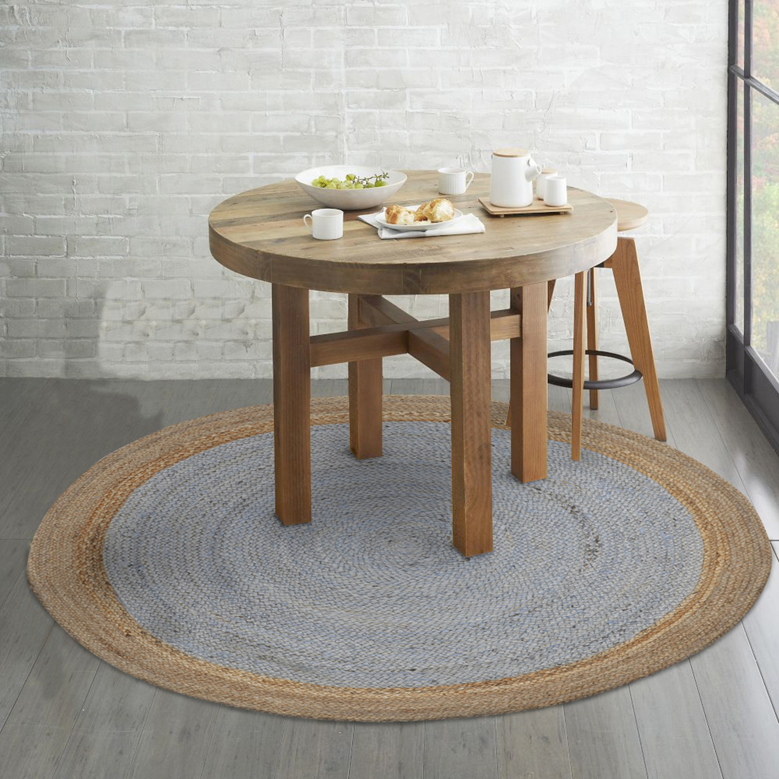 Jute Round Grey Rug Grey & Natural 200x200cm | Afterpay | zipPay | zipMoney