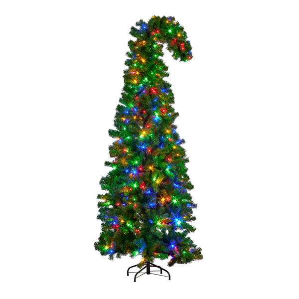 Bad Santa 1.2m Curved Multicolour Pre-Lit Christmas Tree with 550 Tips ...