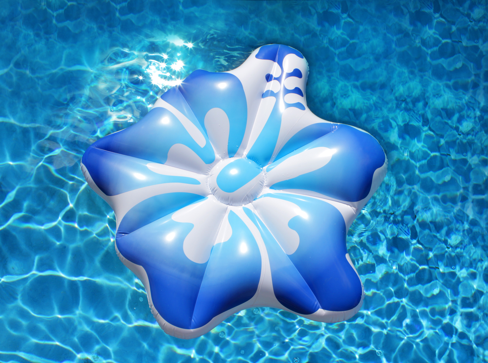 Inflatable Pool Float Sky Blue Hibiscus Air Lounge 155 x 140 x 25cm ...