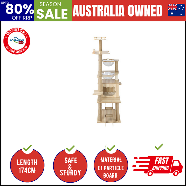Ultimate Feline Haven: The 174cm Cat Tree with Scratching Post and ...