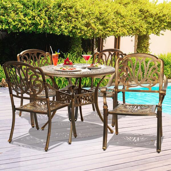 Outdoor Furniture 5 Piece Dining Set Chairs Table Bistro Set Patio ...