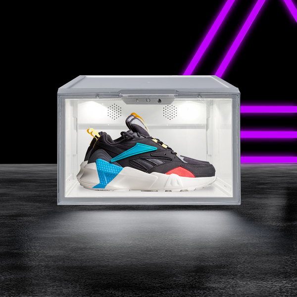 LED Sneaker Display Case Lighted Shoe Storage Boxes Sound Control ...