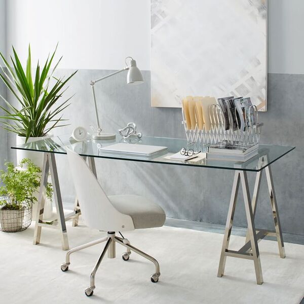 Stainless Steel & Glass Office Desk Table Venus Modern Workstation ...