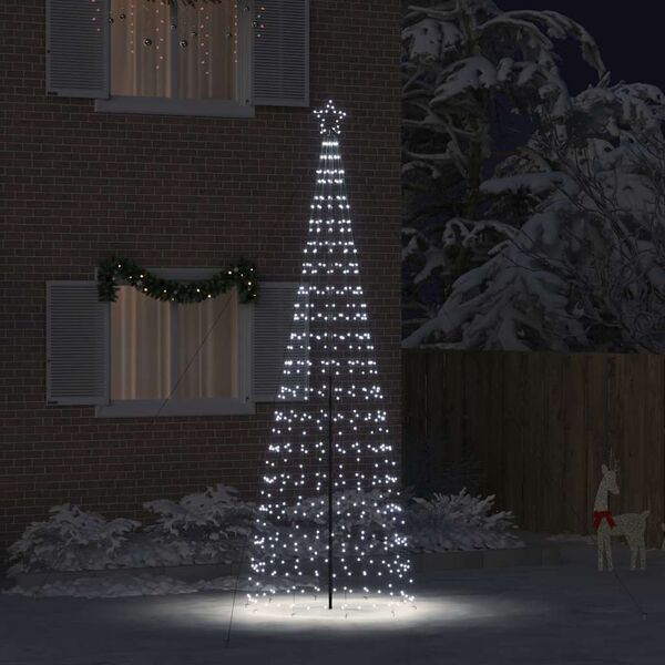 Modern LED Christmas Tree with Ground Spikes Cool White 400cm Iron ...